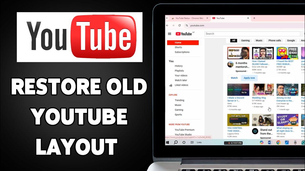 How To Restore Old YouTube Layout 2025 | Bring Back Classic YouTube ...
