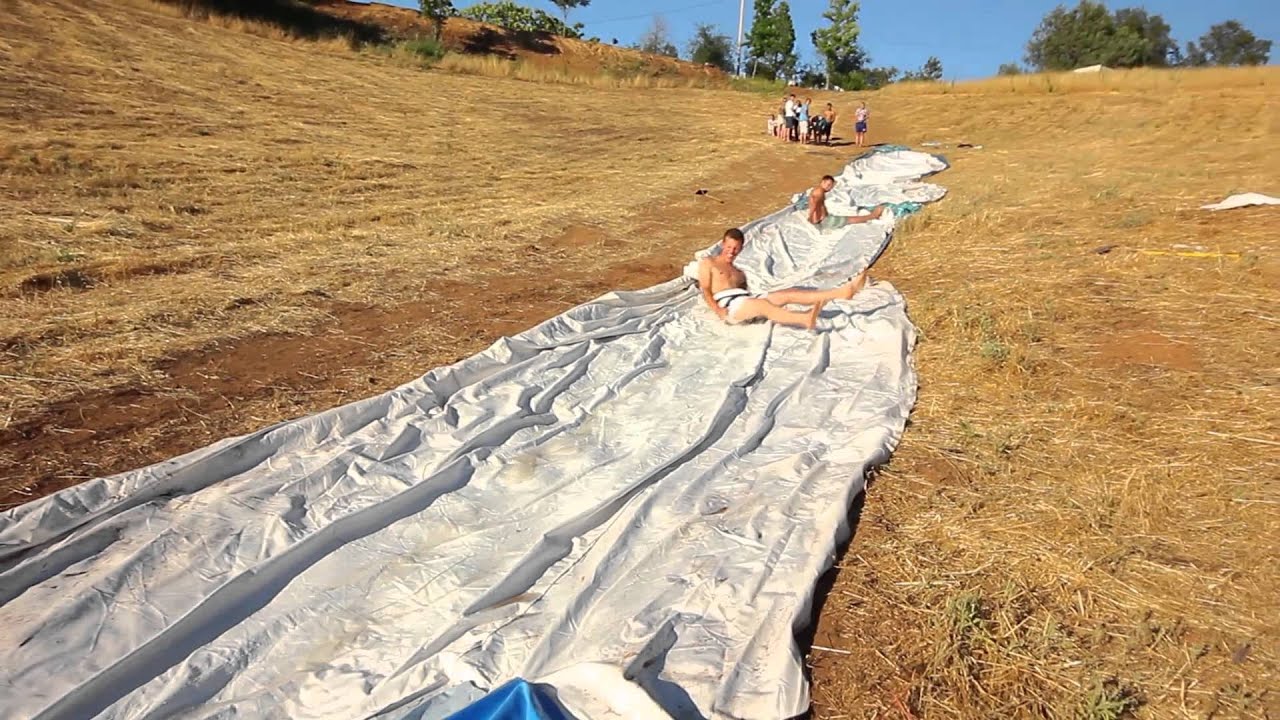 200 Foot Water Slide Party! (and Color Water Balloon) - YouTube