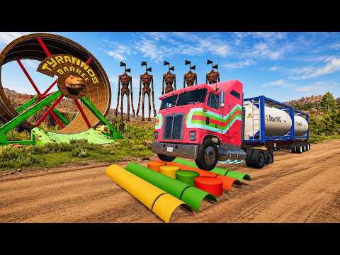SpinTires:MudRunner GamePlay |Truck vs Extreme Broken Road with Speed Bumps43 #mudrunner #spintires