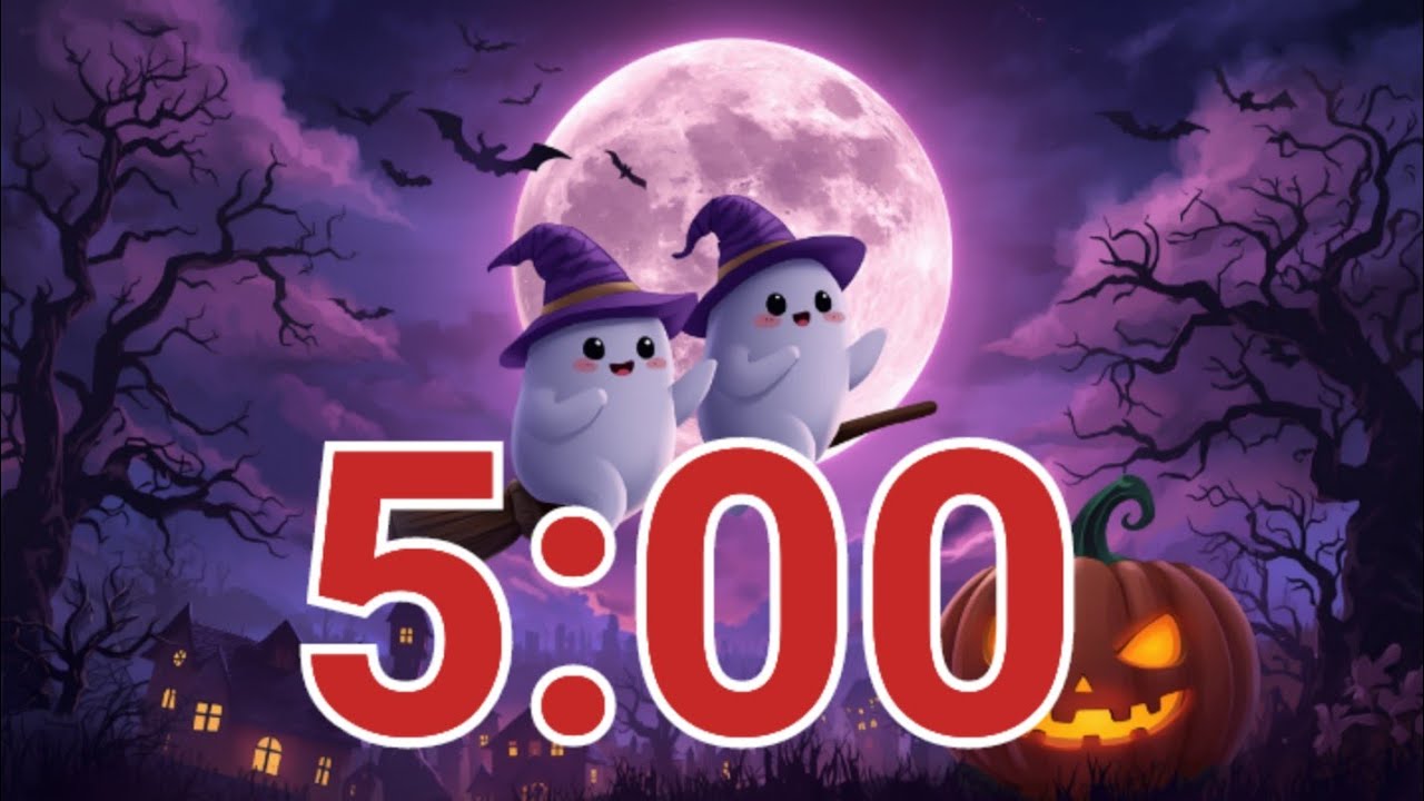 5-Minute Cute Halloween Ghost Timer 🎃👻 | Spooky Fun Countdown - YouTube