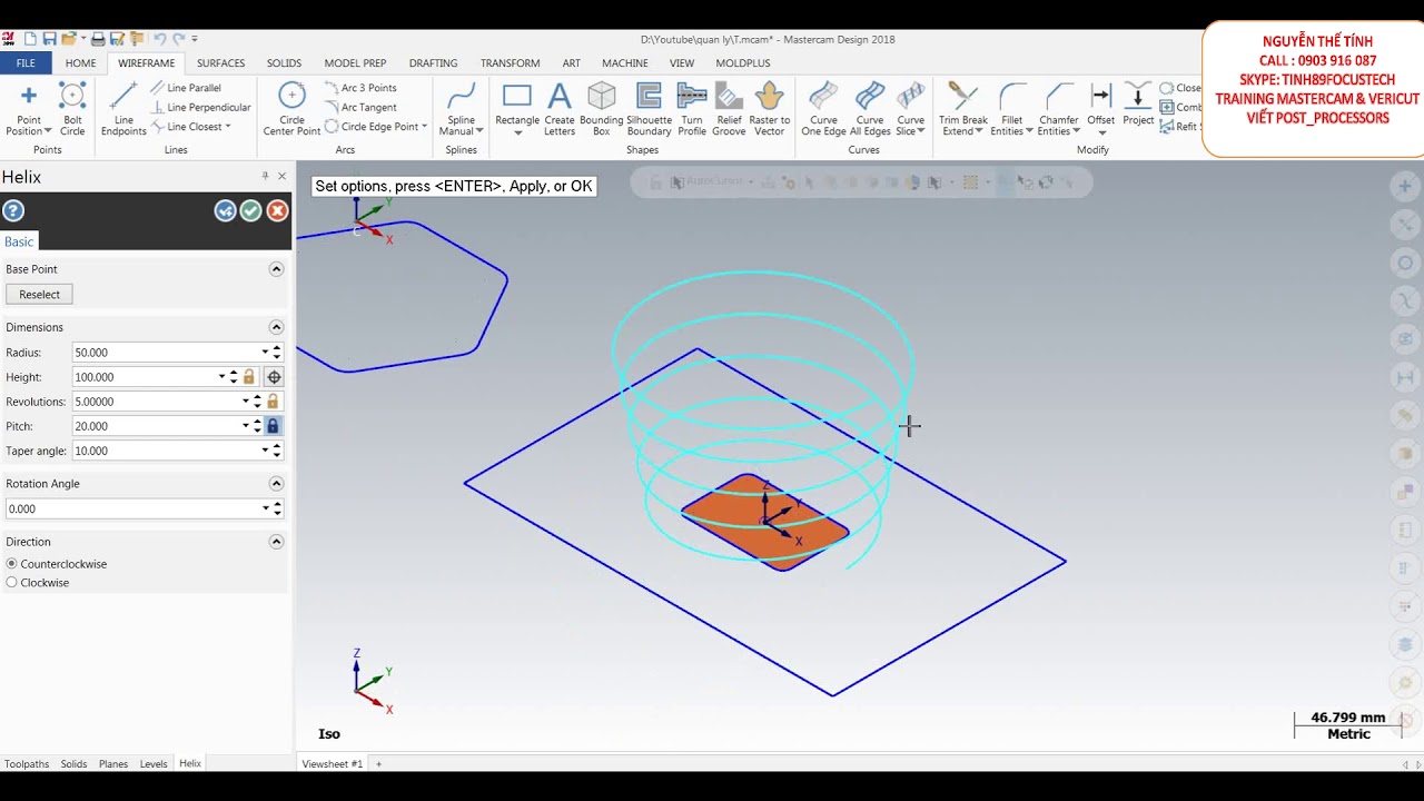 Design 2D - 3D [ solid & surfaces ] On Mastercam 2018 - Part 01- CAD/CAM/CNC - YouTube