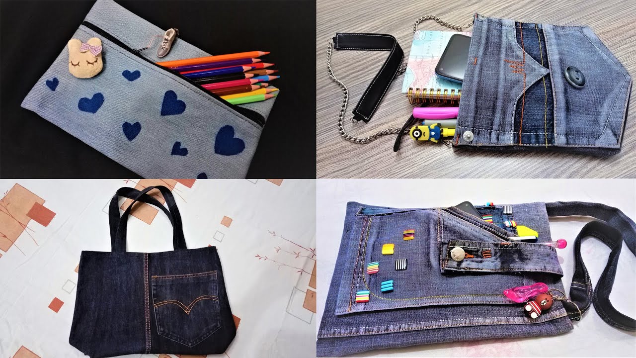 How To Use Old Jeans Old Jeans Craft Ideas Diy Jeans Bags Youtube