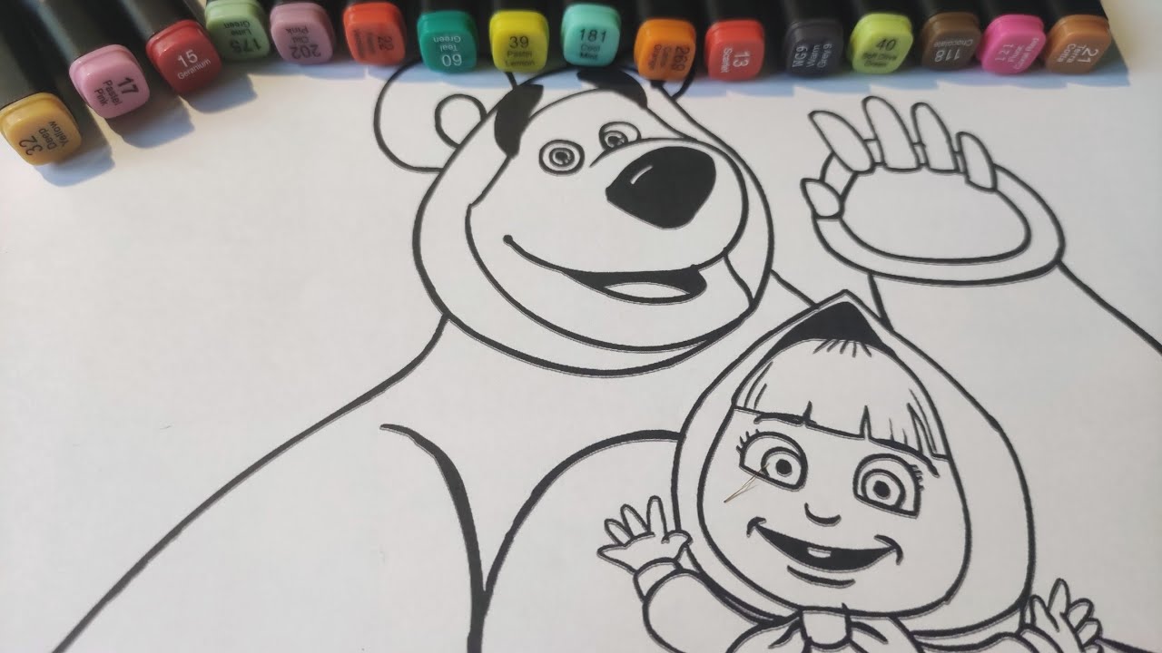 COLORIAGE MASHA & MICHKA FACILE À COLORIER 🖍️🖍️ - YouTube