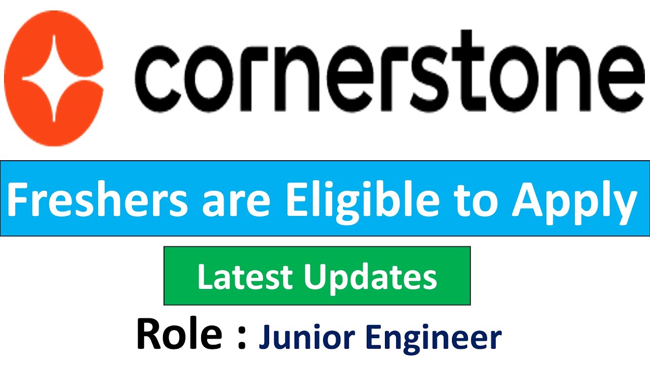 Cornerstone Hiring Junior Engineer - Freshers are Eligible to Apply ...