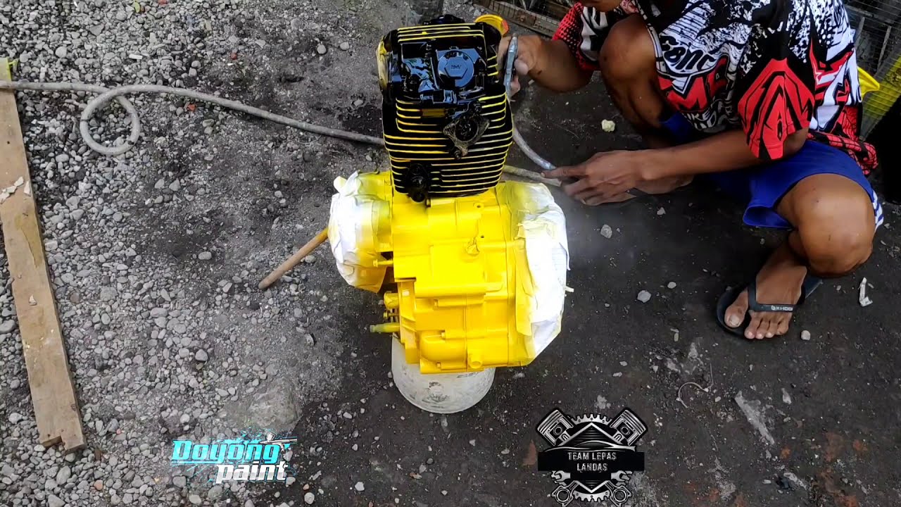 Cara cat mesin motor 1 set |cat krengkas + blokop tanpa bongkar - YouTube