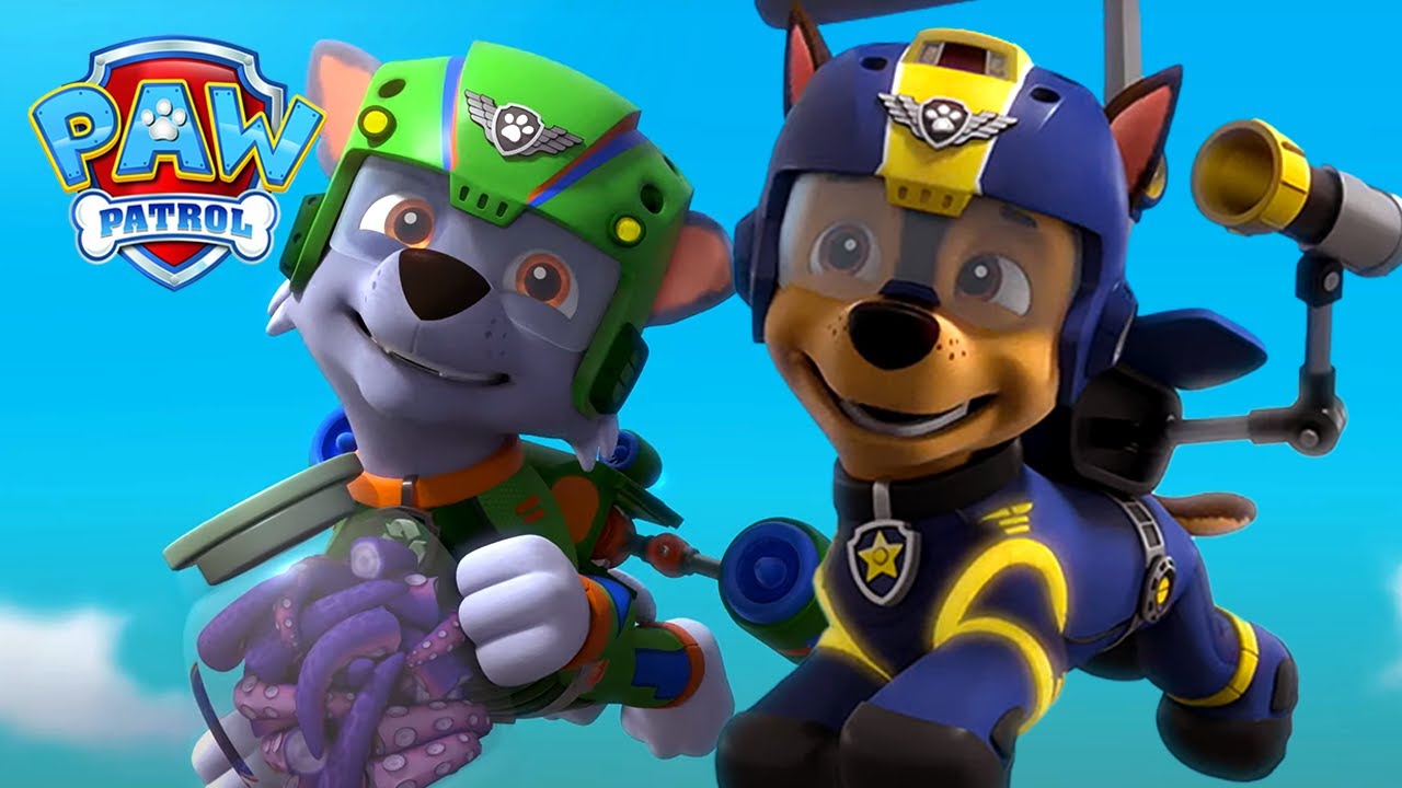 Rocky og Chase redder Marshall fra himmelhvalen - På Norsk Paw Patrol ...