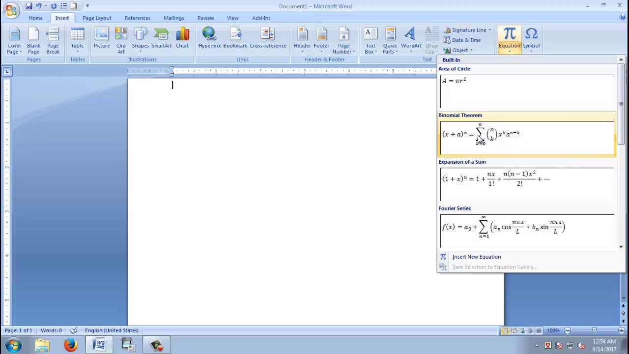 Ms office word 2007 | Part-20 | how to use equation and symbol - YouTube