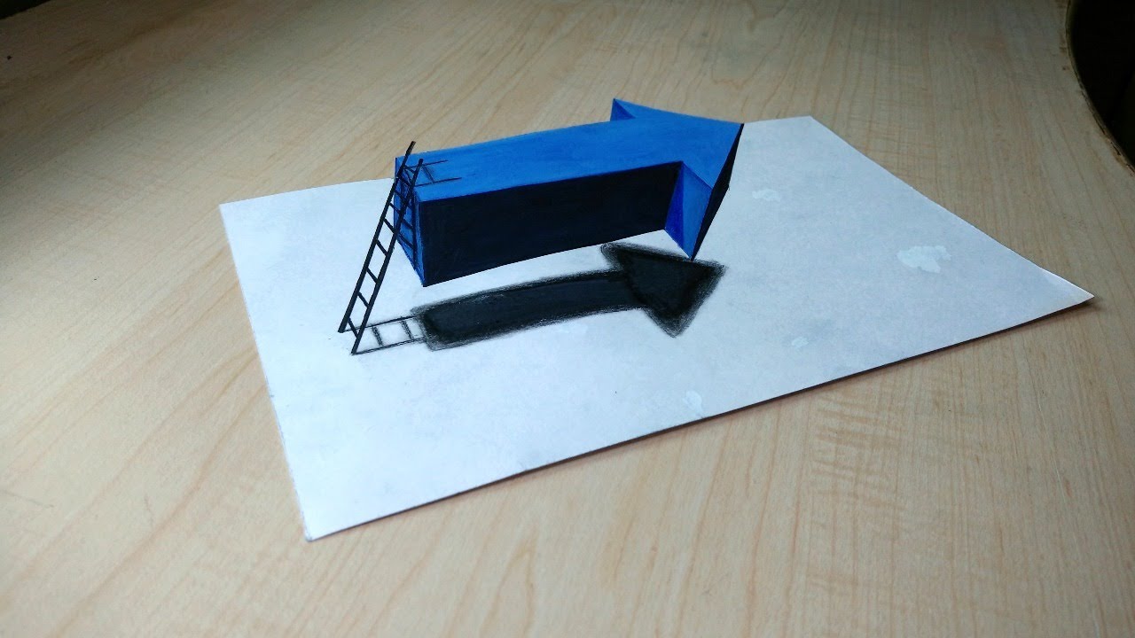 3d floating arrow | 3d trick art | how to draw 3d | Trick art 3d ...