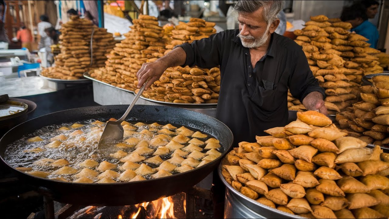MOST CHEAP STREET FOOD IN PAKISTAN | SAMOSA CHAAT | ROASTED CHICKEN ...