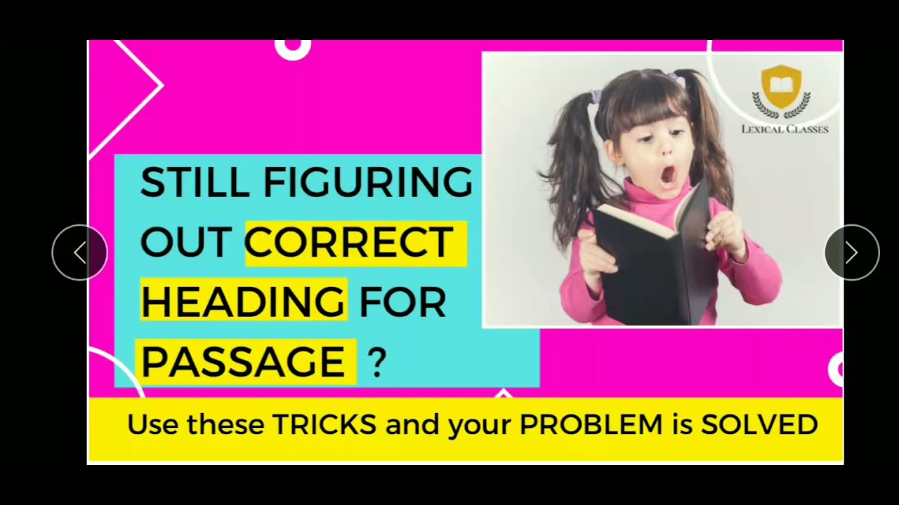 How to find CORRECT HEADING for PASSAGE - YouTube