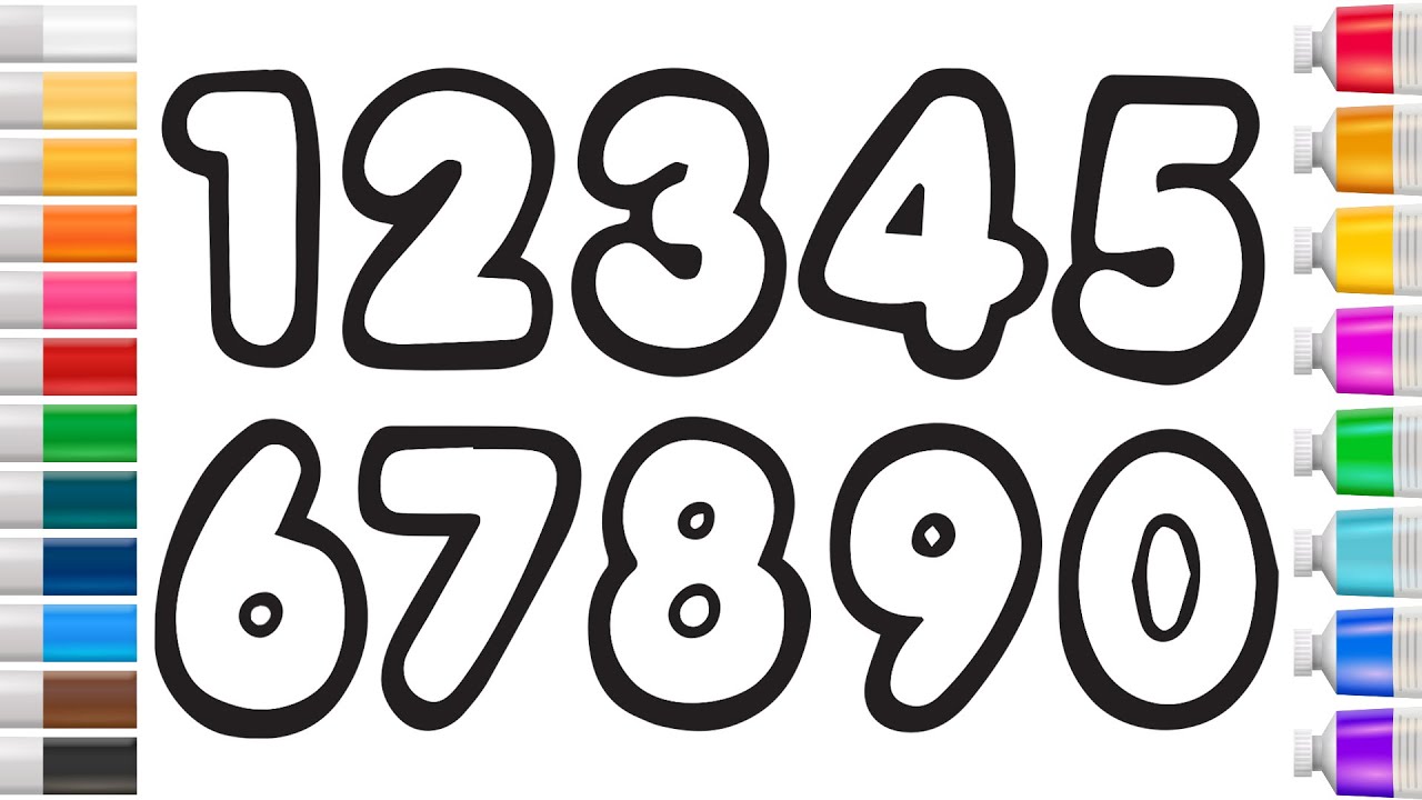 How to draw and color the numbers from 1 to 9 | step by step - YouTube