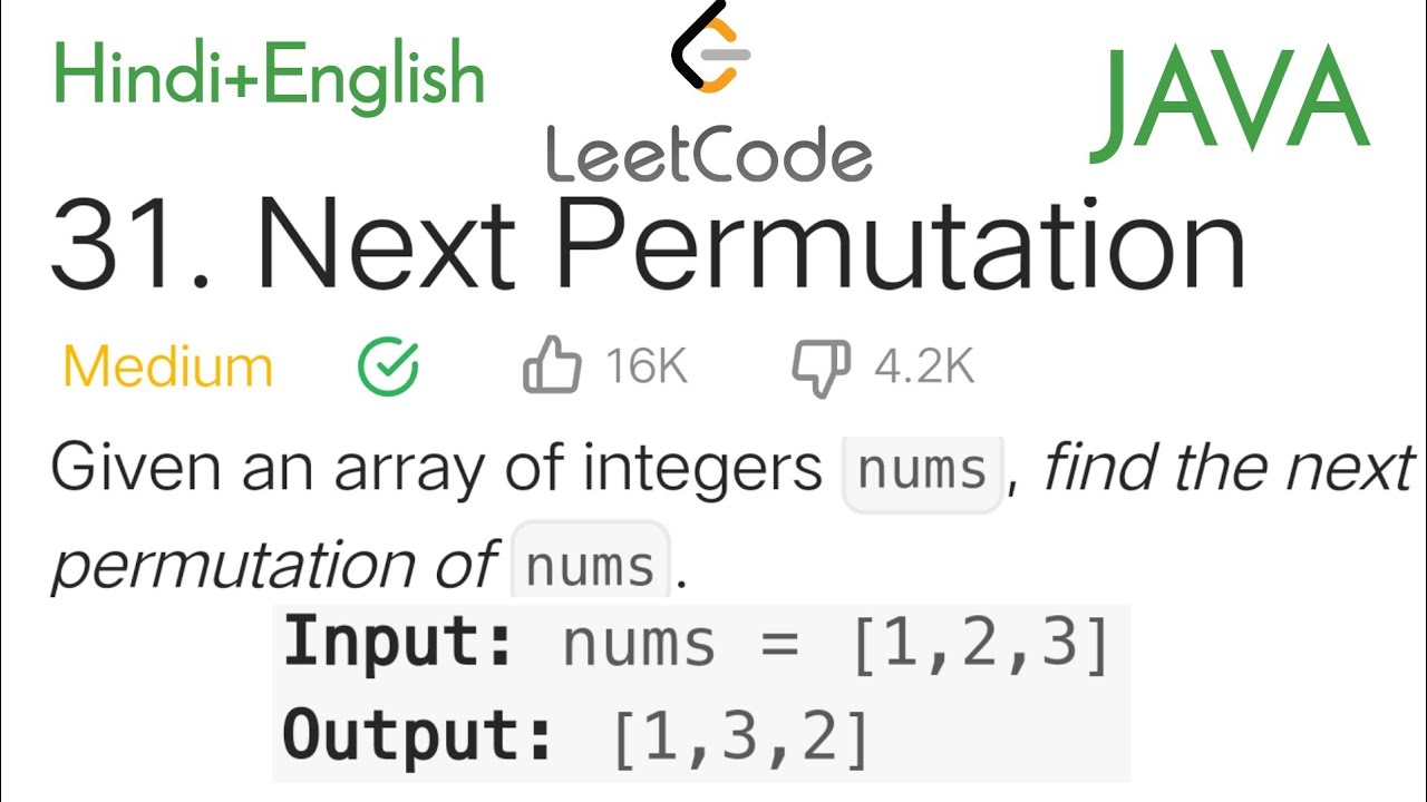 31next Permutation Leetcode Using Java Beats 100 3261