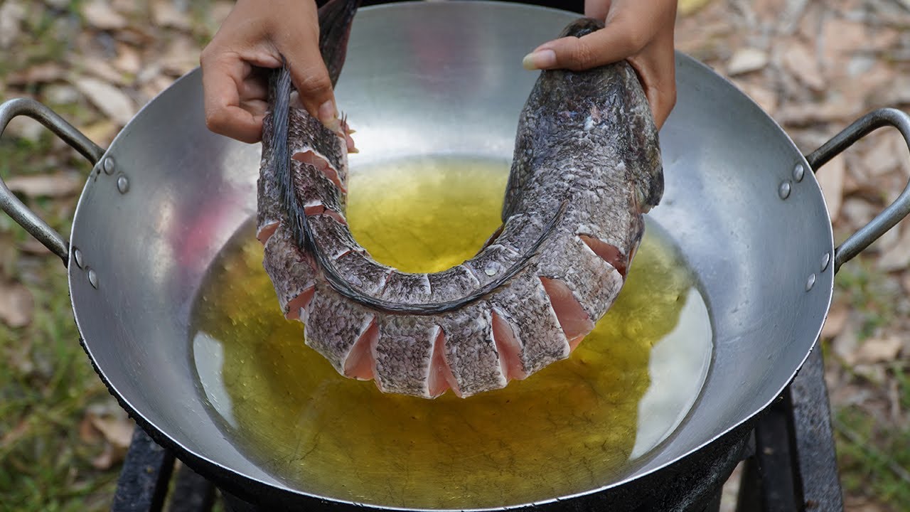 Deep Fried Fish with Mango Pickle Recipe / Crispy Fish Cooking in ...