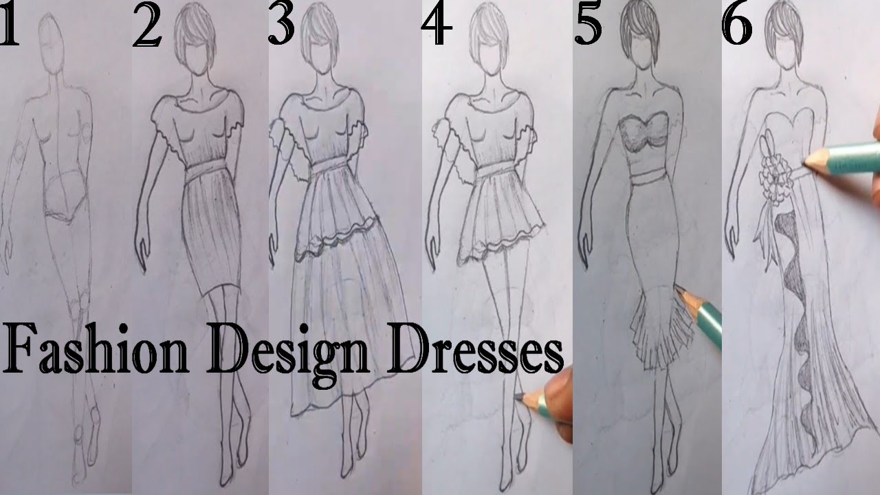 FASHION ILLUSTRATION TUTORIAL for beginners Dresses - YouTube