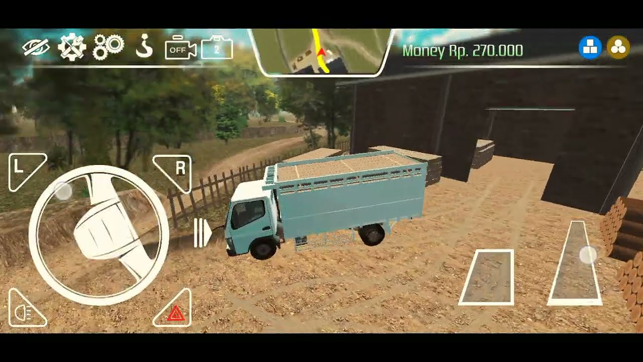 Truk oleng muatan kayu berat, simulator - YouTube