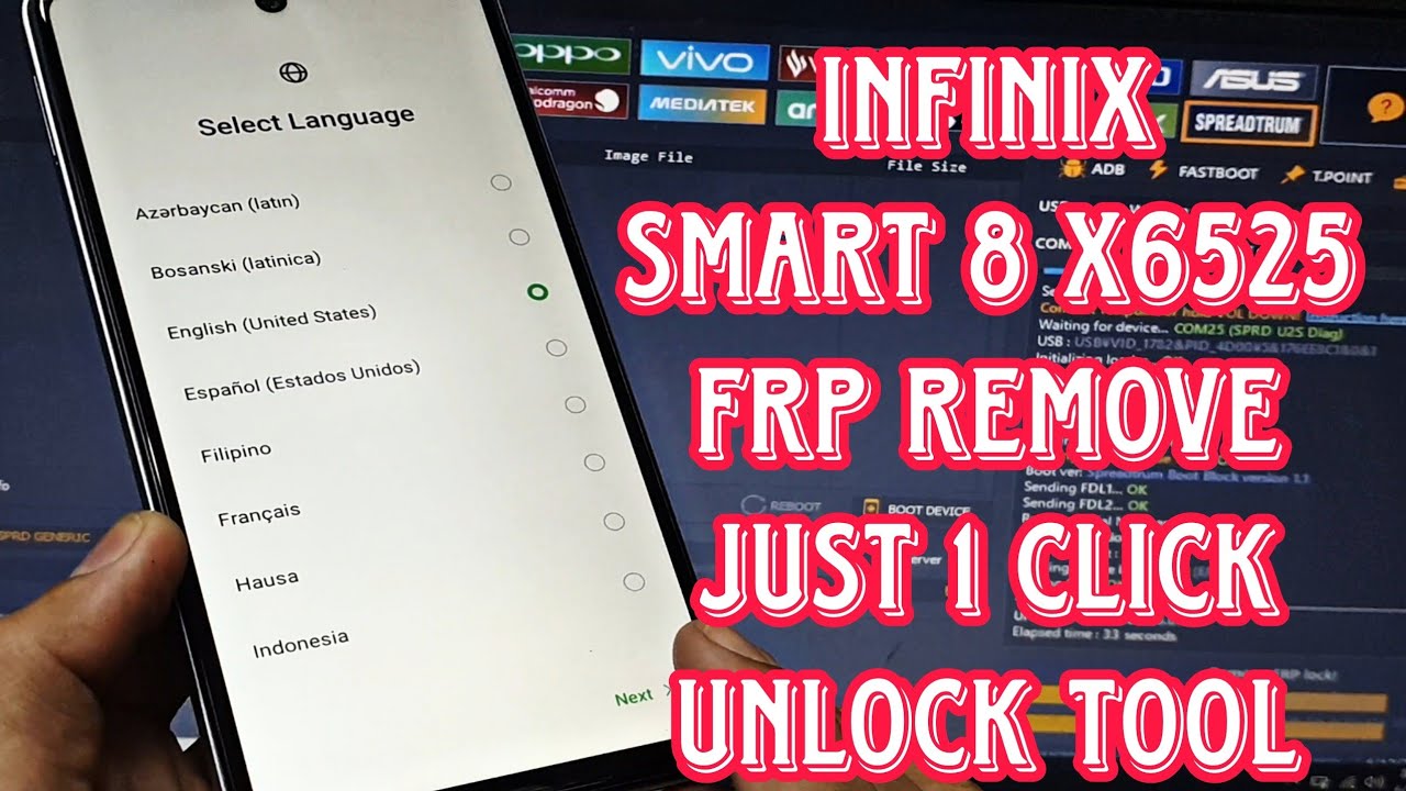 INFINIX SMART 8 X6525 FRP REMOVE VIA UNLOCKTOOL - YouTube
