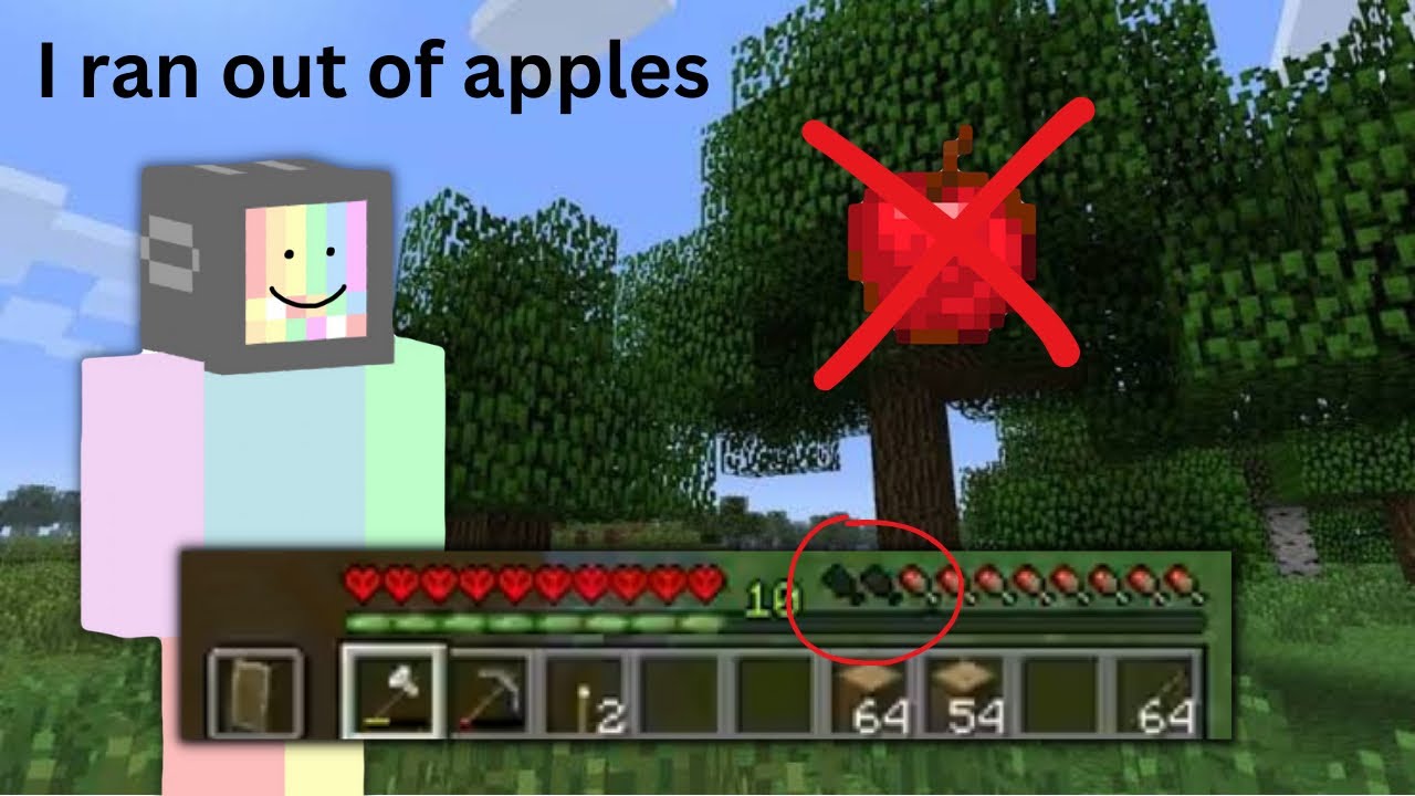 HARDCORE but I ONLY EAT apples - Minecraft ep2 - YouTube