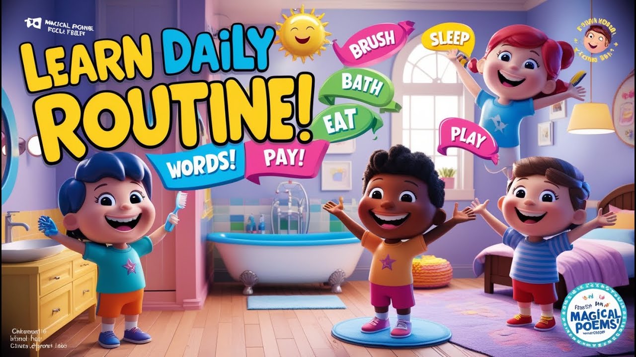 Learn Daily Routine Words | Vocabulary Poem for Preschoolers - YouTube
