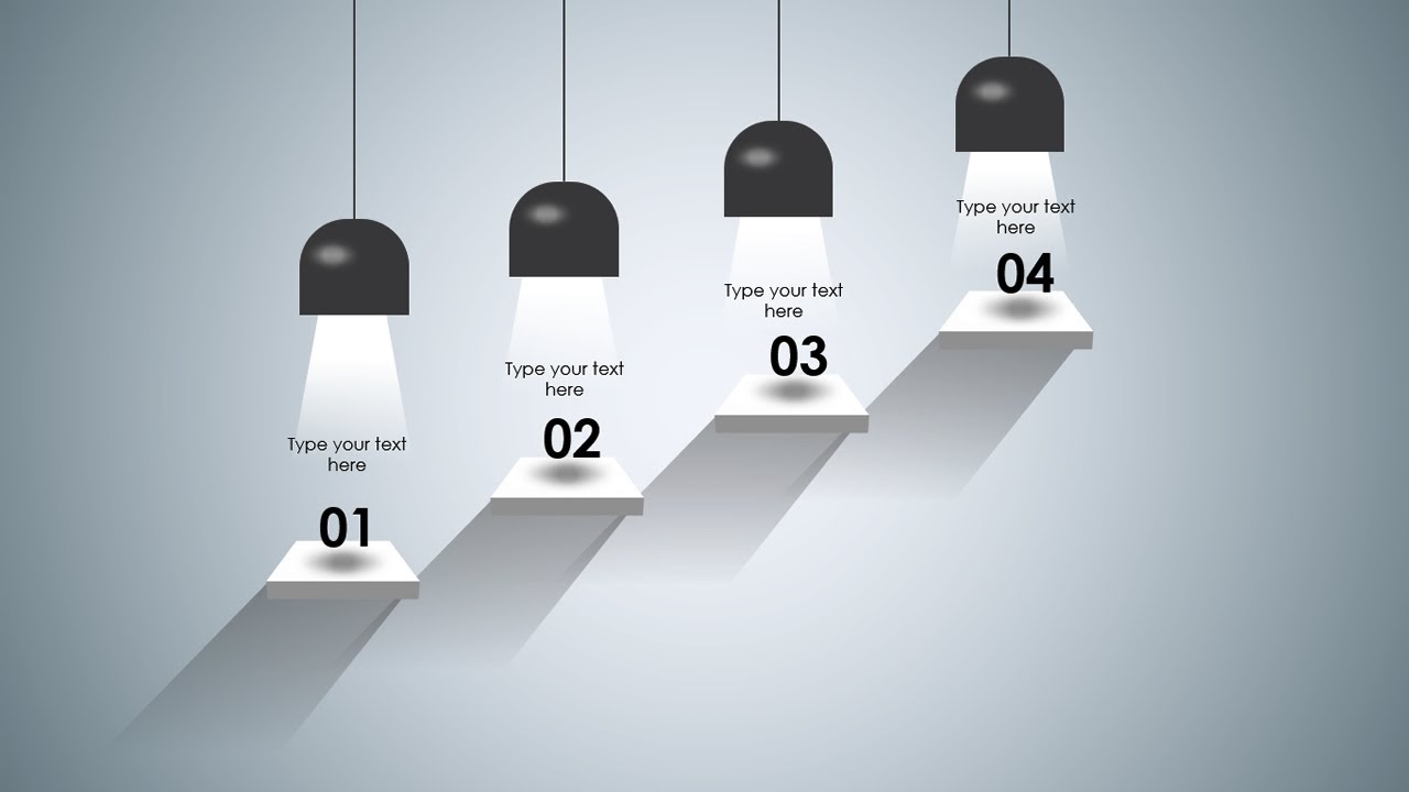 PowerPoint tutorial No. 348: Create 4 Step Light infographics in ...