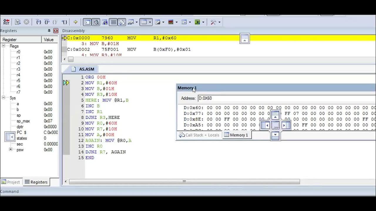 Register Indirect Addressing Mode Example (Keil Software) - YouTube