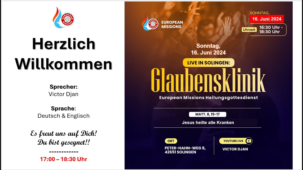 European Missions Glaubensklinik Juni 2024 - mit Victor Djan - YouTube