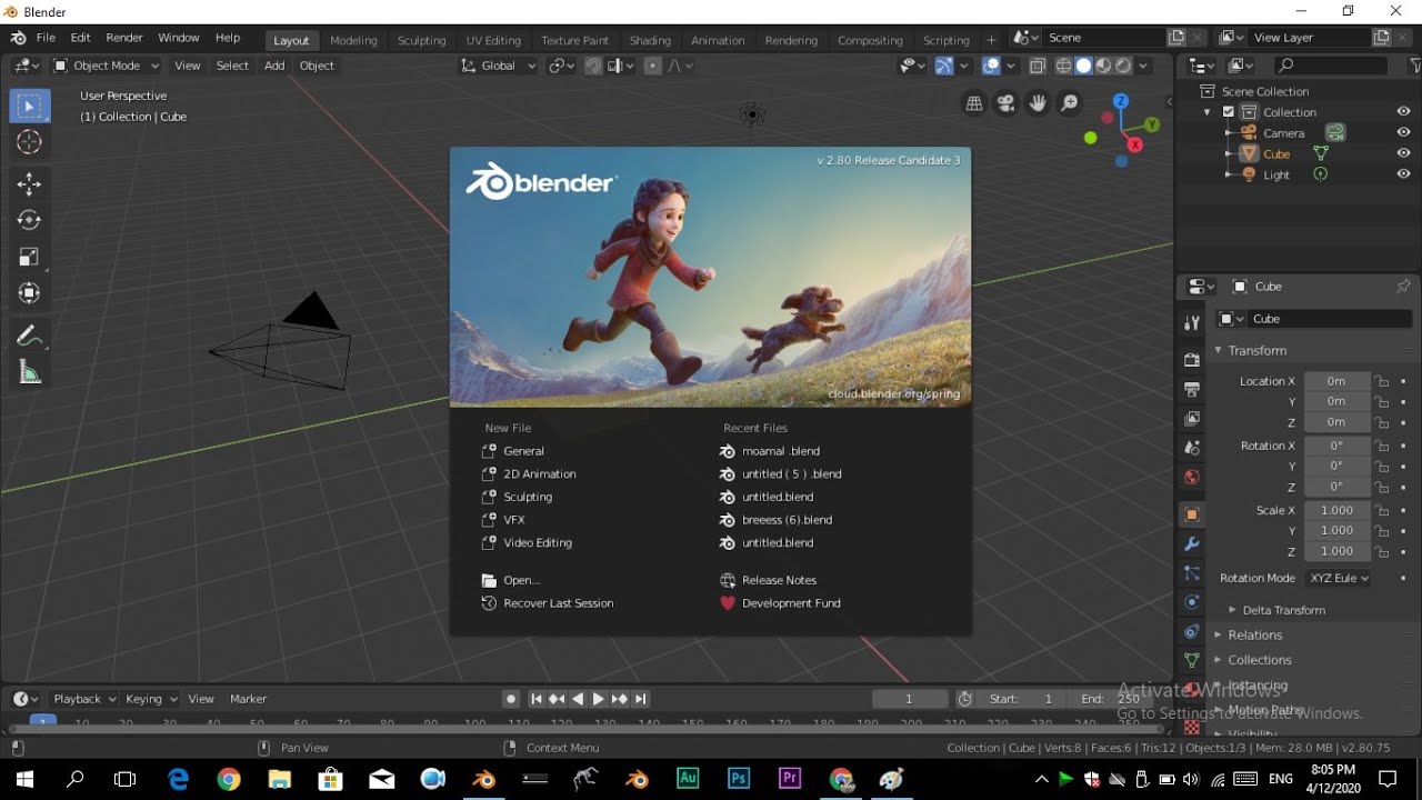 مقدمة شرح عن واجهة برنامج ( 1 ) blender 2.8 - YouTube