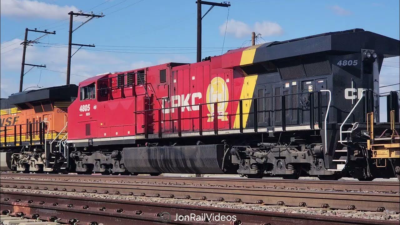1/27/25 Pre: WB BNSF S train with KCS 4805 CPKC back on the move near Commerce-2 - YouTube