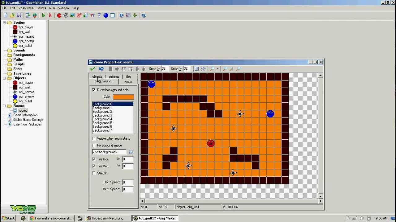 GameMaker8.1 How to make your player shoot - YouTube