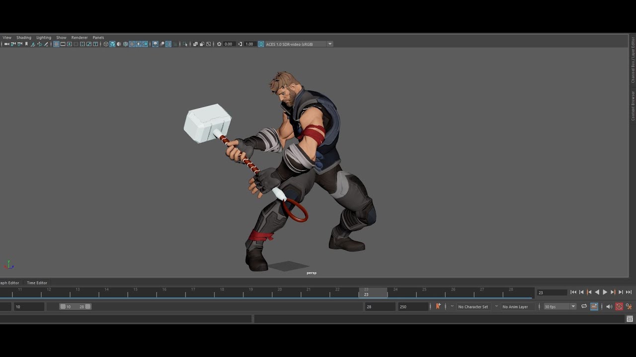 Animation Practice - Weapon swing 03 (Maya Animation)Thor Rig - YouTube
