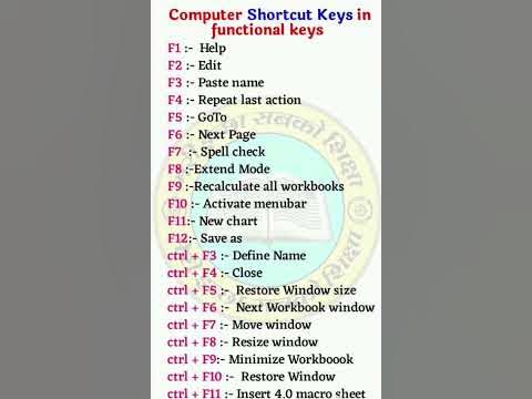 Computer Shortcuts Keys in functional Keys Very Important Shortcut ...