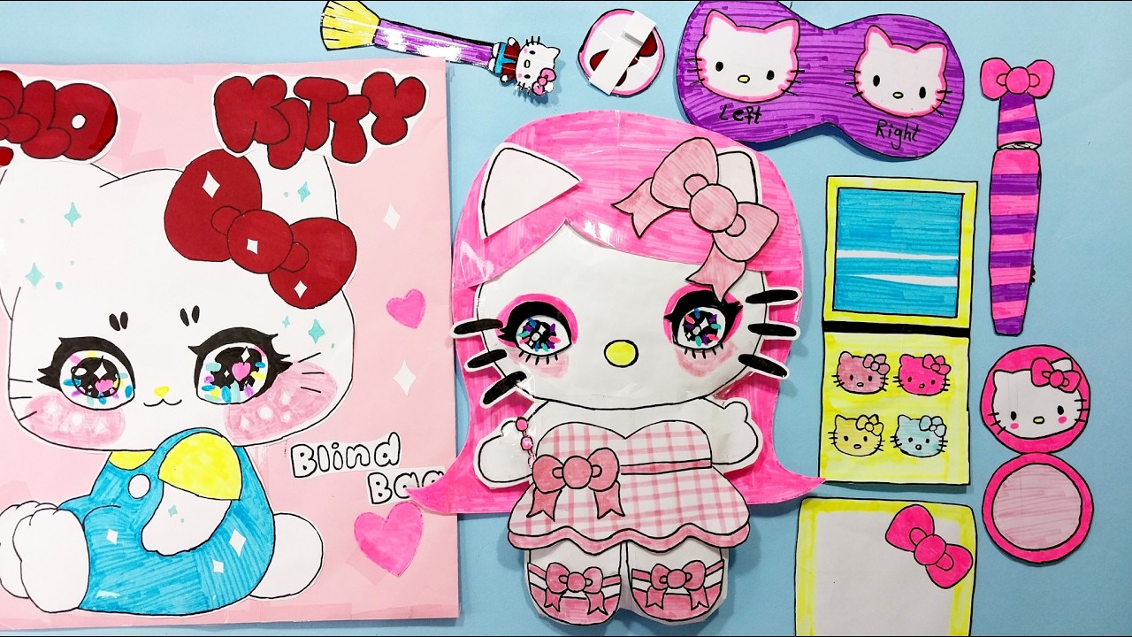 ASMR Hello Kitty Surprise Blind Bag Paper🎀DIY Makeup & Outfit Magic ...