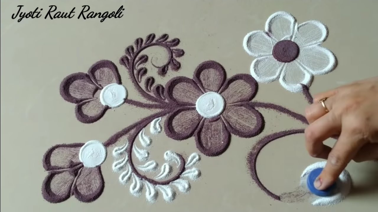 Very easy and beautiful rangoli design by Jyoti Raut rangoli - YouTube