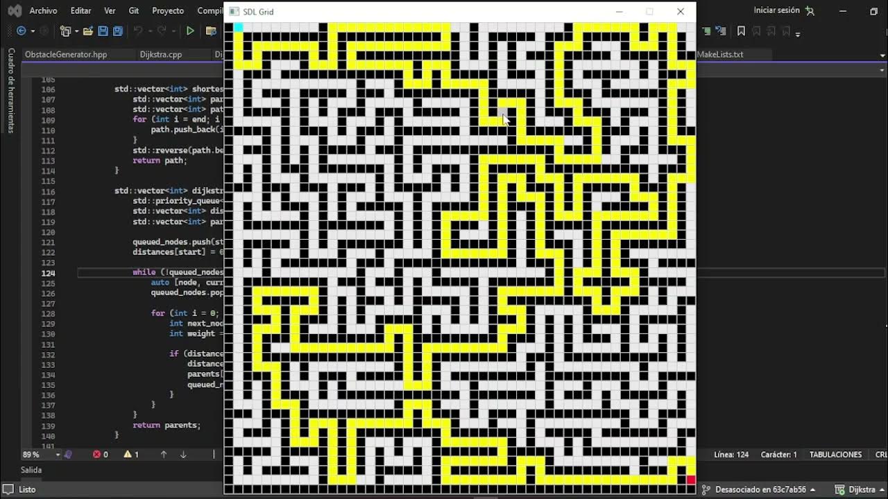 Resolver un laberinto con el algoritmo de Dijkstra C++ - YouTube