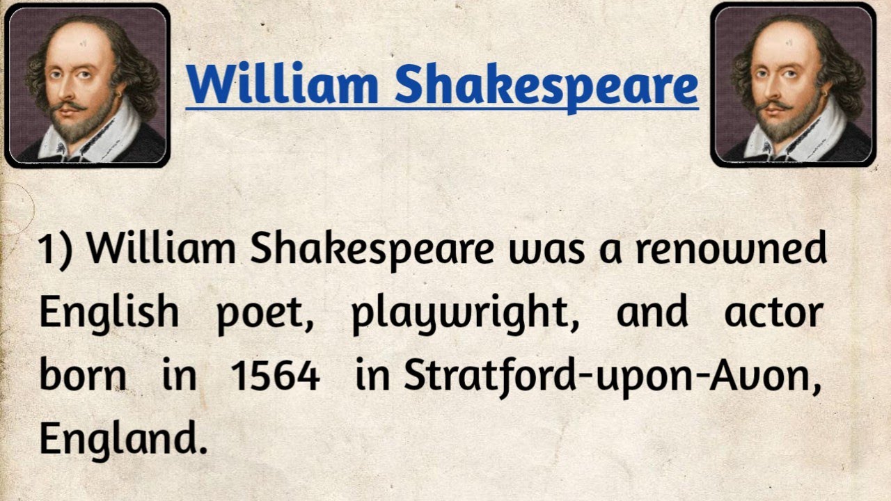 10 lines William Shakespeare essay in English | Shakespeare Biography ...