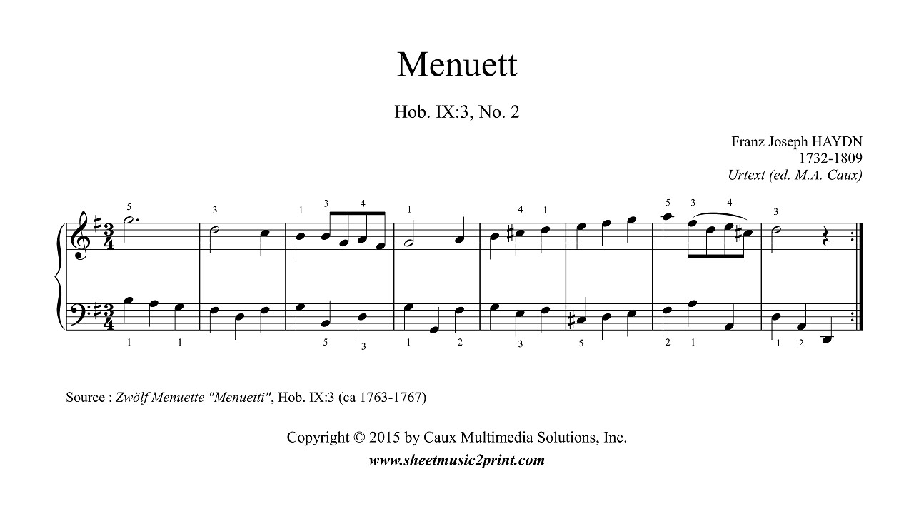 Haydn : Minuet in G Major, Hob. IX:3, No. 2 - YouTube