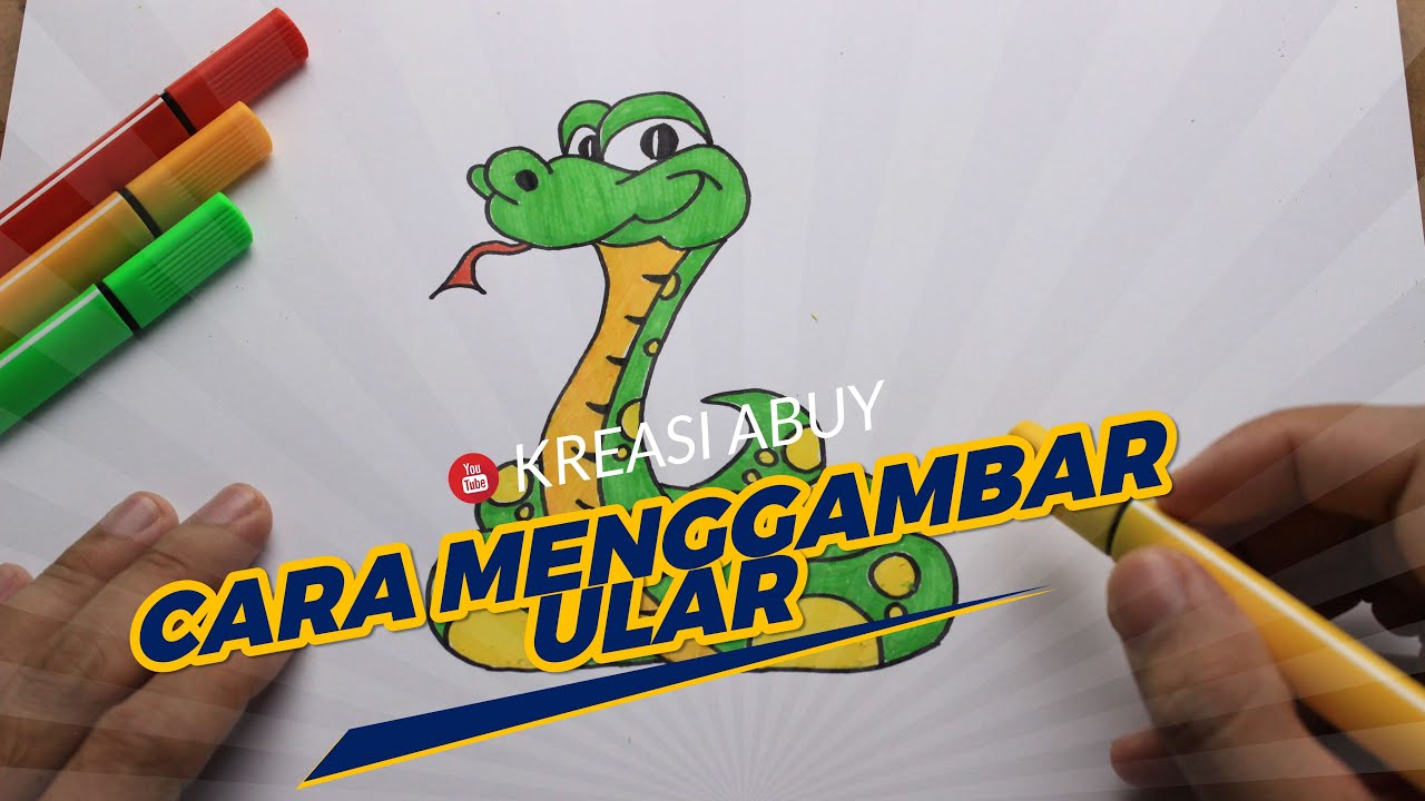 Drawing And Colouring Snake Easy For Beginners | Cara menggambar dan ...