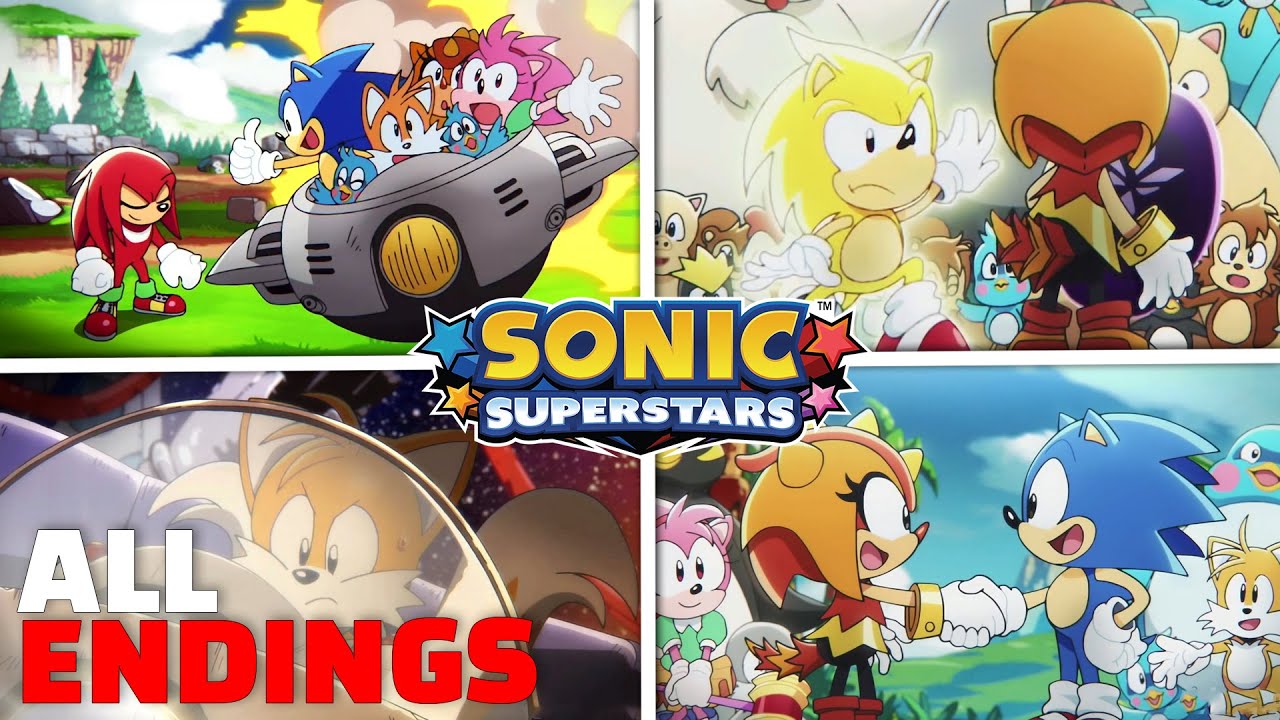 Sonic Superstars All Endings (Trip Ending, Knuckles Ending, Tails ...