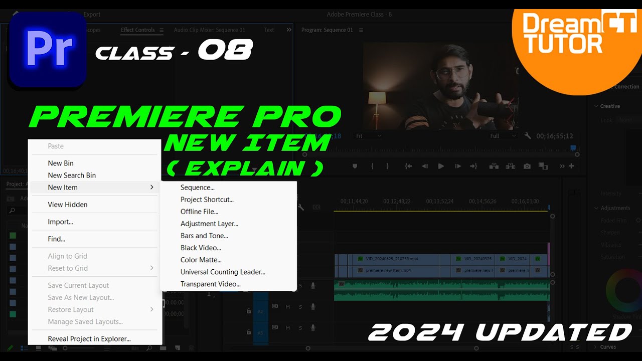Adobe Premiere Pro Class - 8, Explain All of New Item In Premiere Pro ...