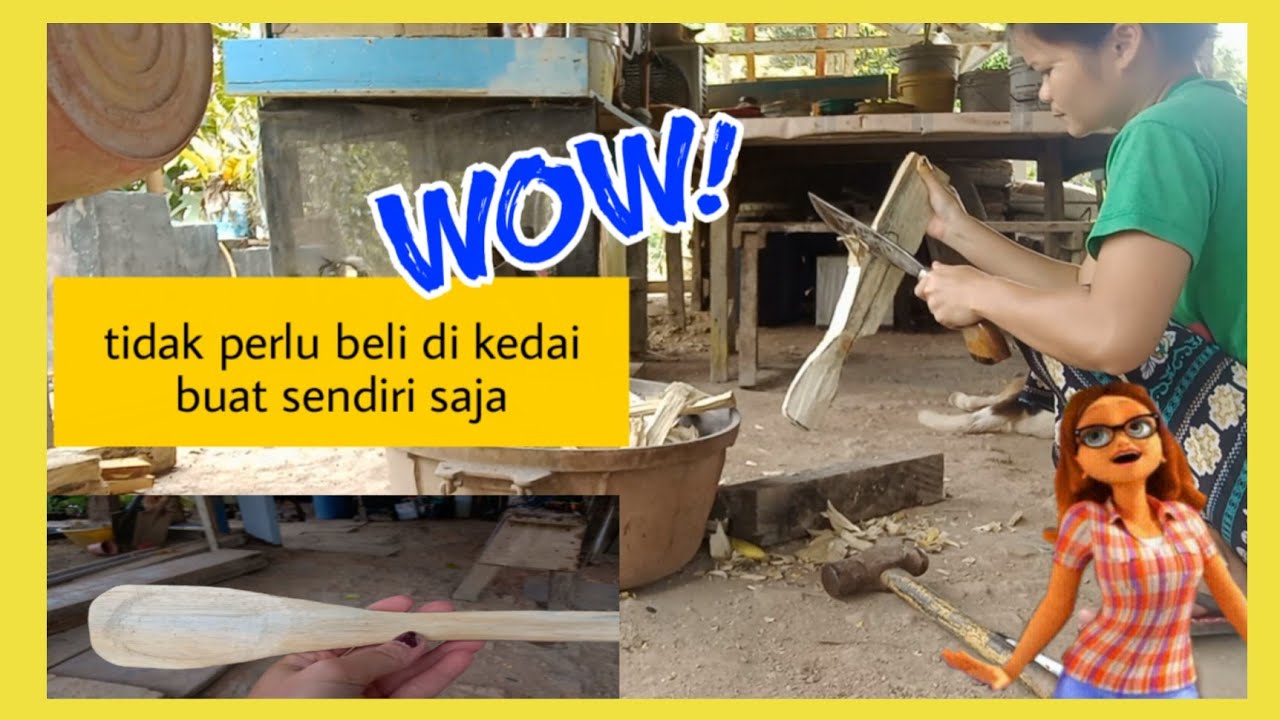 cara membuat sudu kayu |sudu kayu untuk mengoreng | diy | diy wooden ...