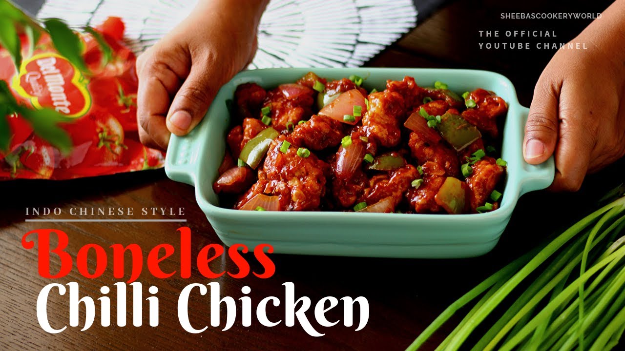 Boneless Chilli Chicken Indian Chinese Style | Restaurant Style Chilli ...