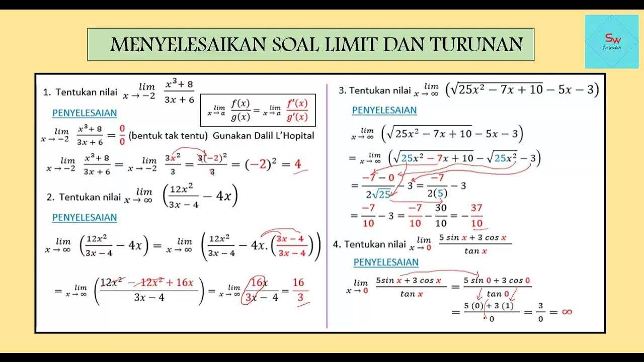 MENYELESAIKAN SOAL LIMIT DAN TURUNAN 02 - YouTube