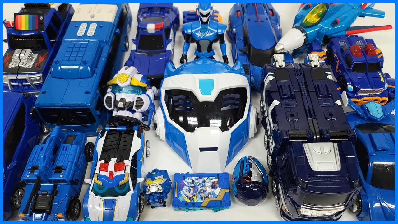 Blue Color Transformers: Police Truck Bus Carbot Tobot CAR CRUSHER ...