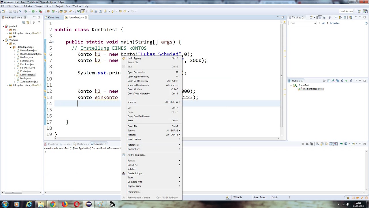 Java Objektorientiertes Programmieren Teil 04 | Klassenfelder/methoden ...