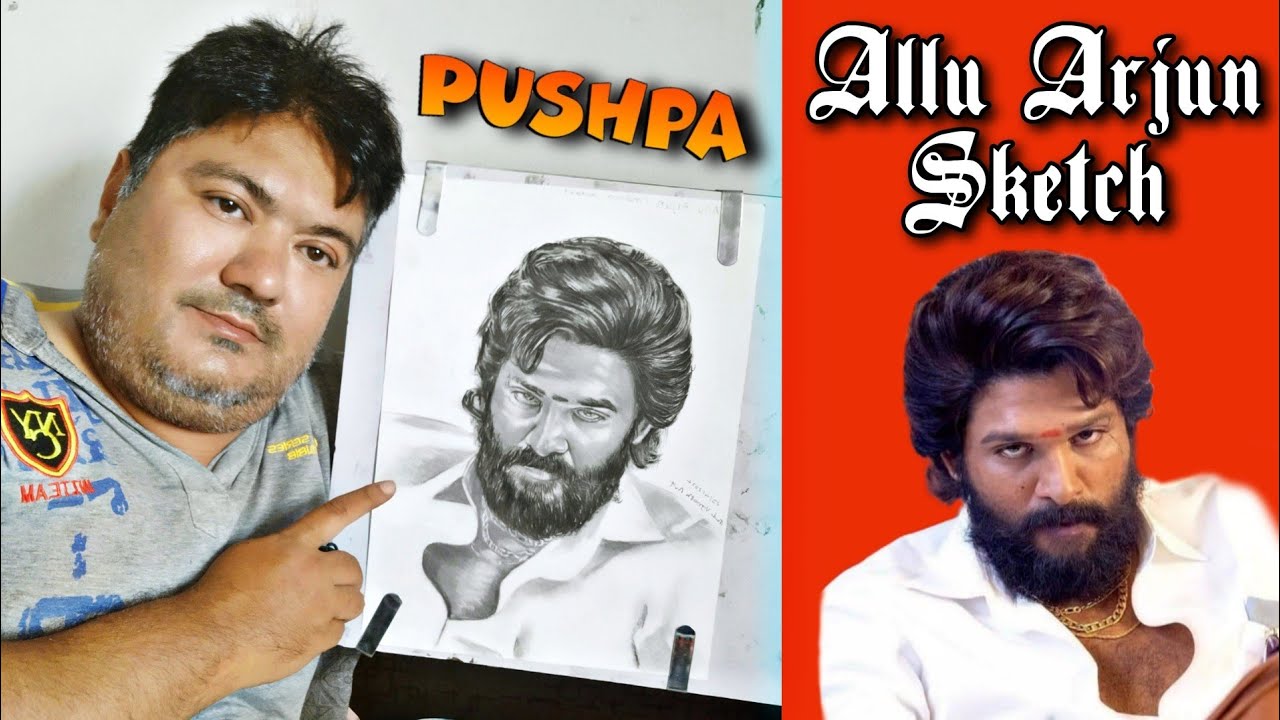 Realistic Pushpa Raj Drawing/ Srivalli Pushpa Pencil Drawing/ Allu ...