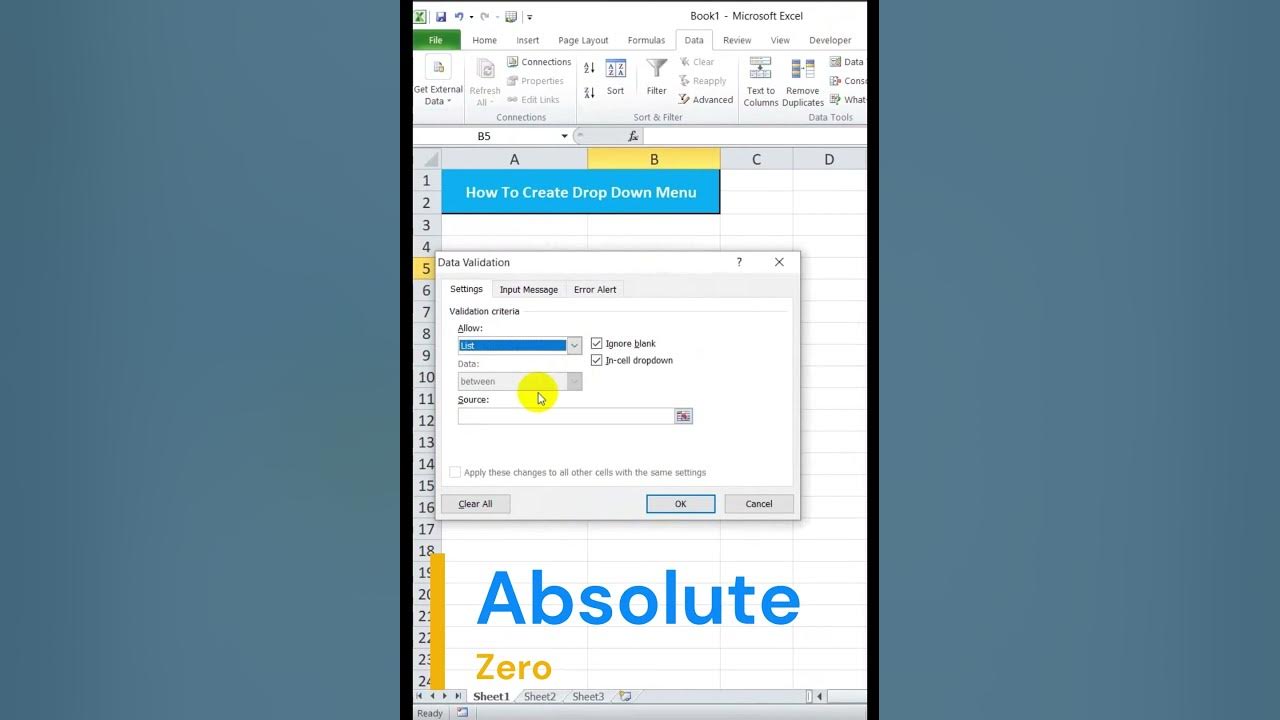 How to create Drop Down Menu in Excel #excel #office #trending # ...