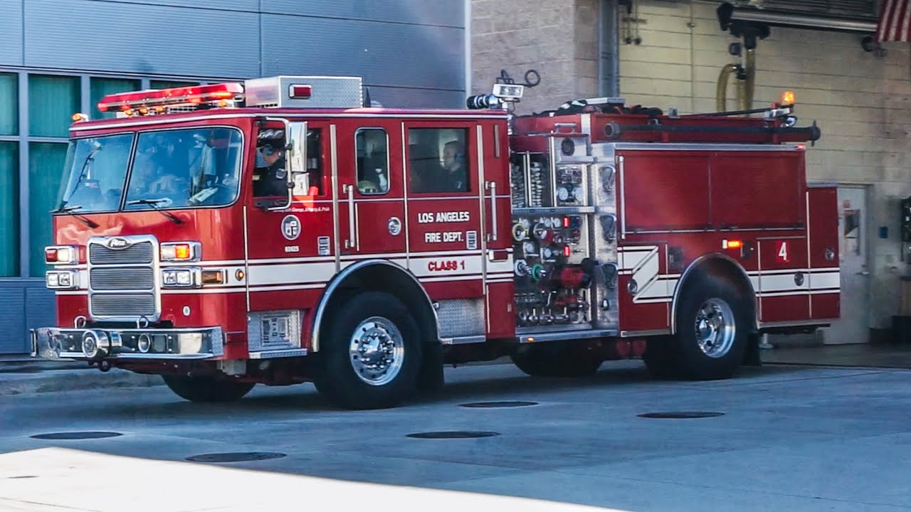 LAFD Engine 4 & Rescue 4 Responding - YouTube