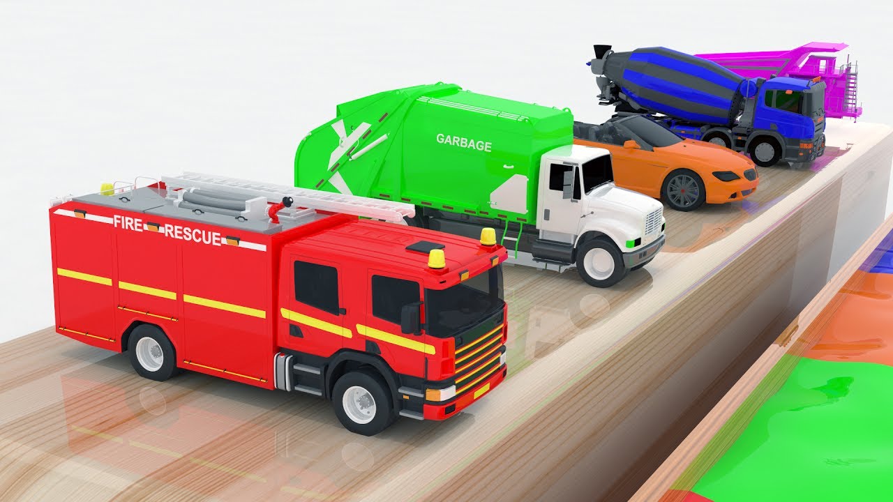 Learn Color for kids with Street Vehicles Changing Colors - Colours for ...