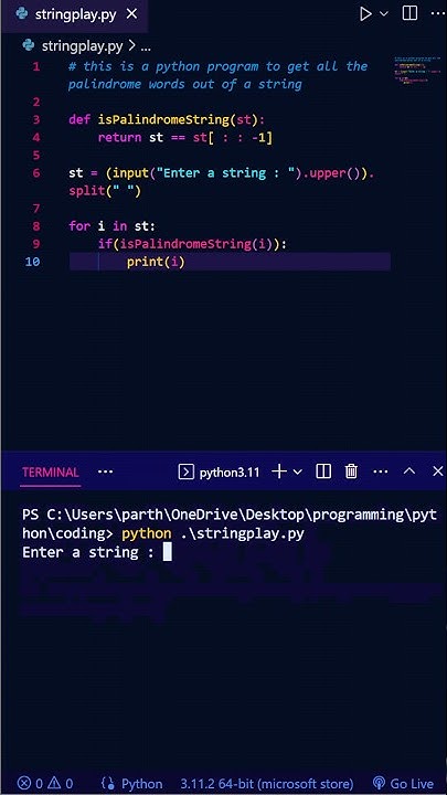 Extracting all palindrome words from a string | Python | Speed Codes. #python - YouTube
