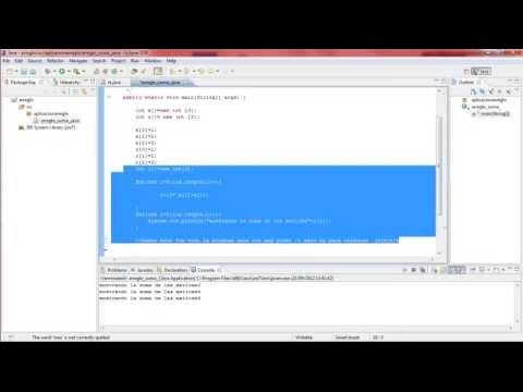 Suma de arreglos en java, eclipse - YouTube