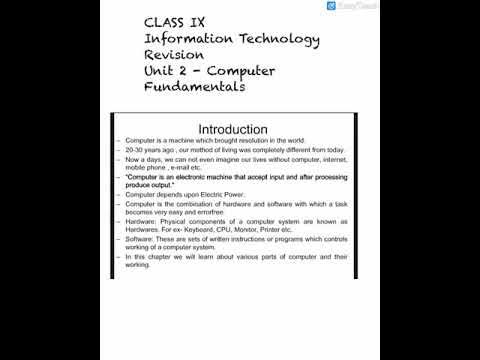 Computer Fundamentals Unit 2 Revision for Class IX INFORMATION ...